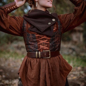 Steampunk Bodice, Gothic Damask Renaissance Corset Vest, Dark Academia ...