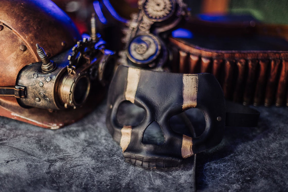 Skull Mask Leather Ghost Face Mask COD Creepy Style Steampunk Mask ...