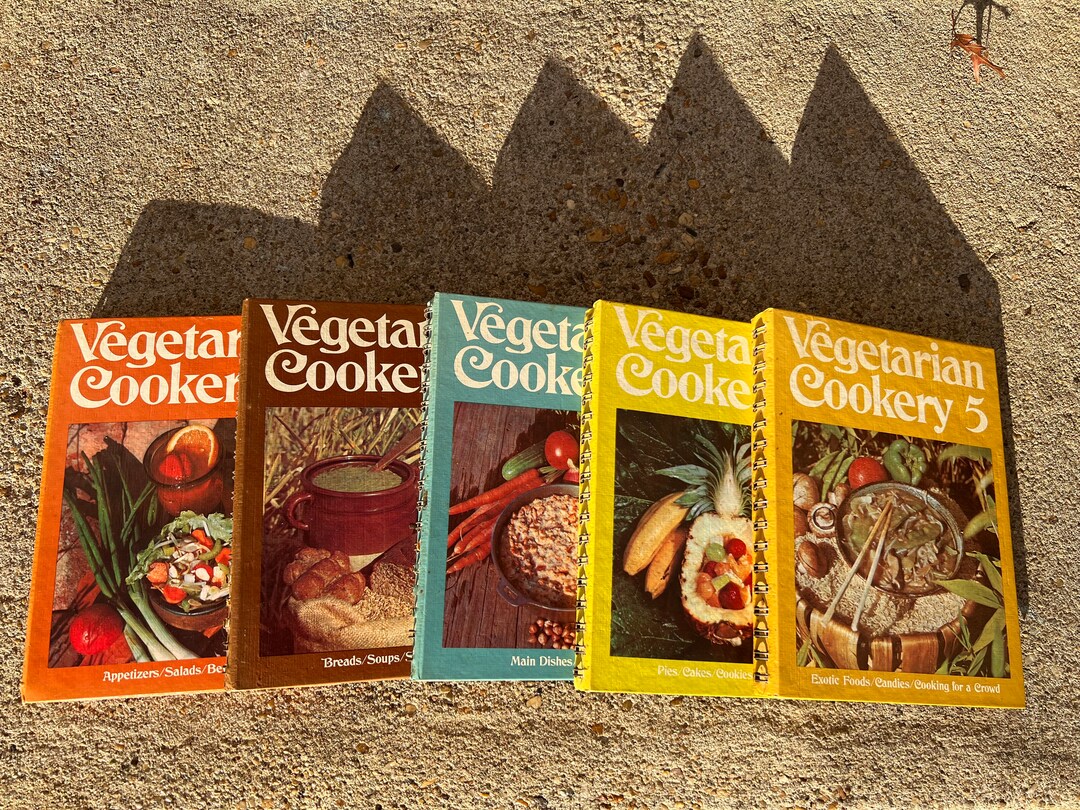 Vintage 5 Vegetarian Cookery Cookbooks Set Healthy Cooking Meatless ...