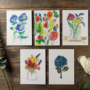 Variety of Flower Cards (5 Different Designs) - Etsy