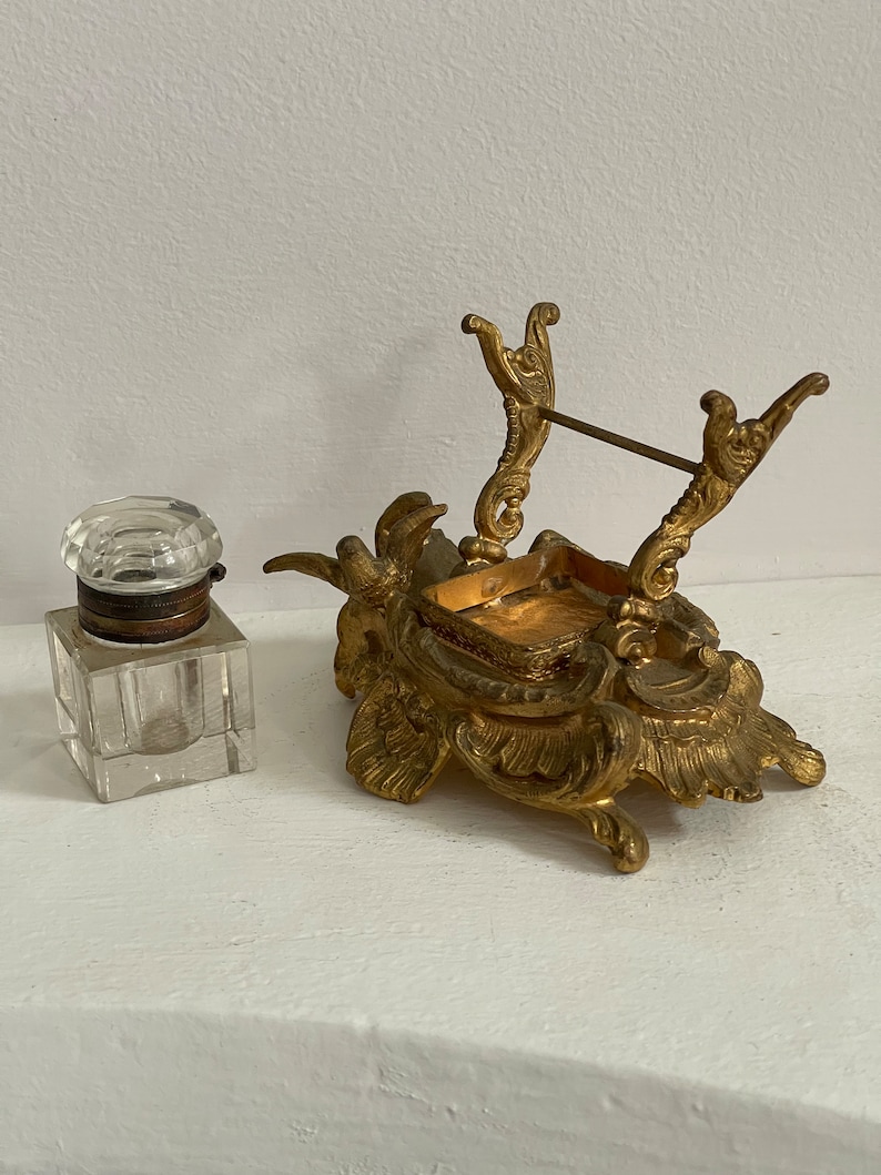 Beautiful Antique Ink Well - Rococo With a Bird - Etsy