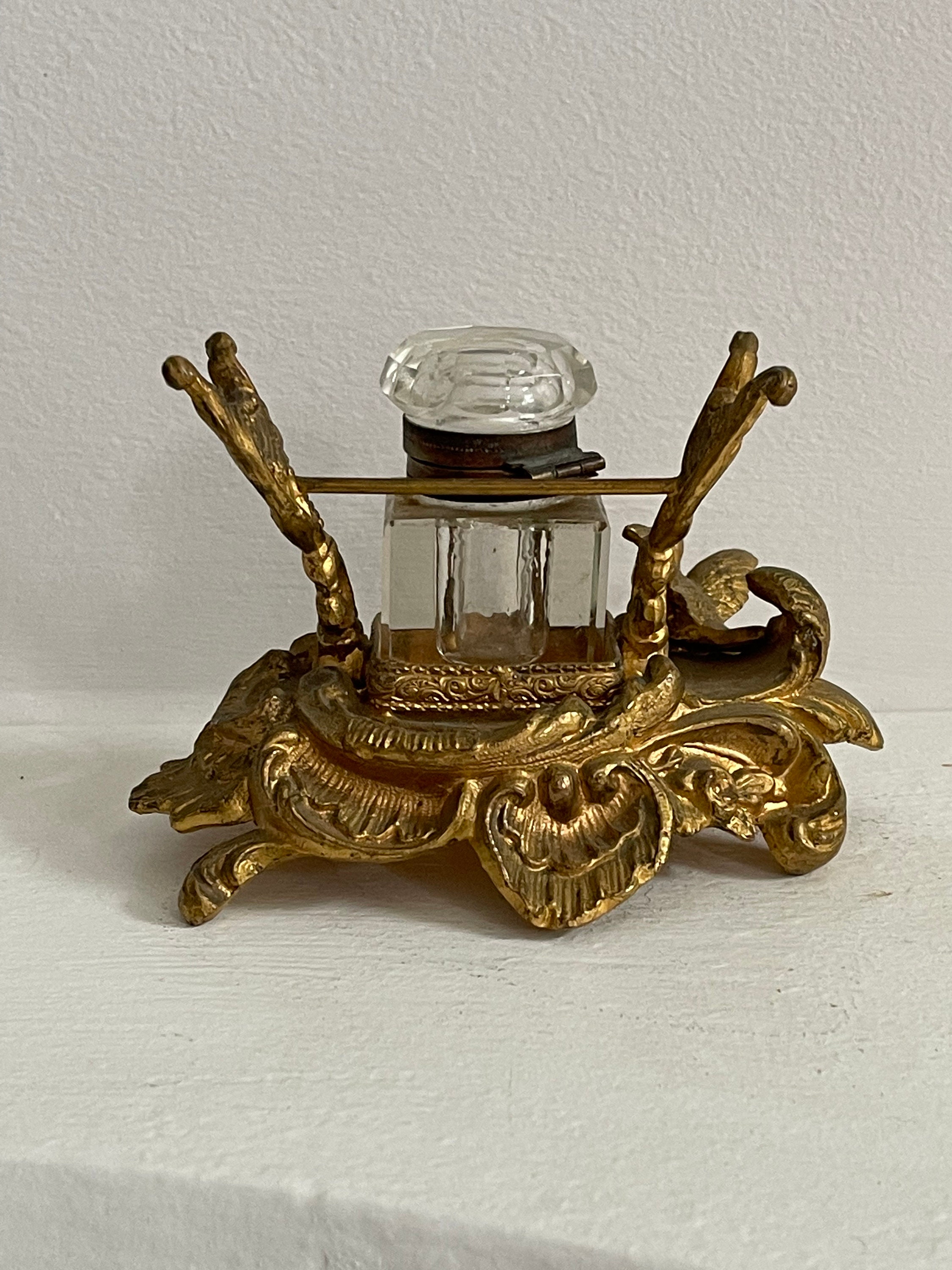 Beautiful Antique Ink Well - Rococo With a Bird - Etsy