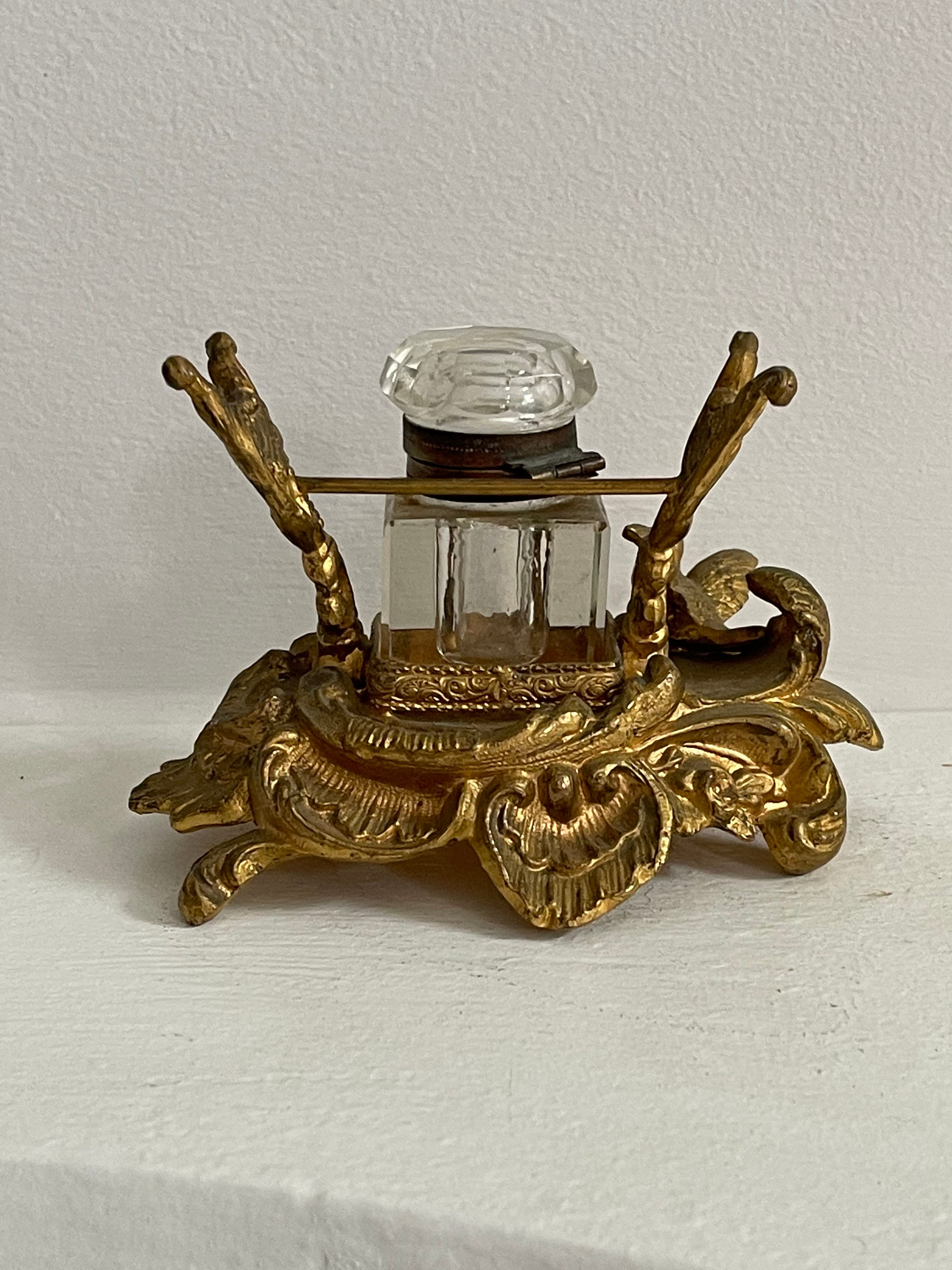 Beautiful Antique Ink Well - Rococo With a Bird - Etsy