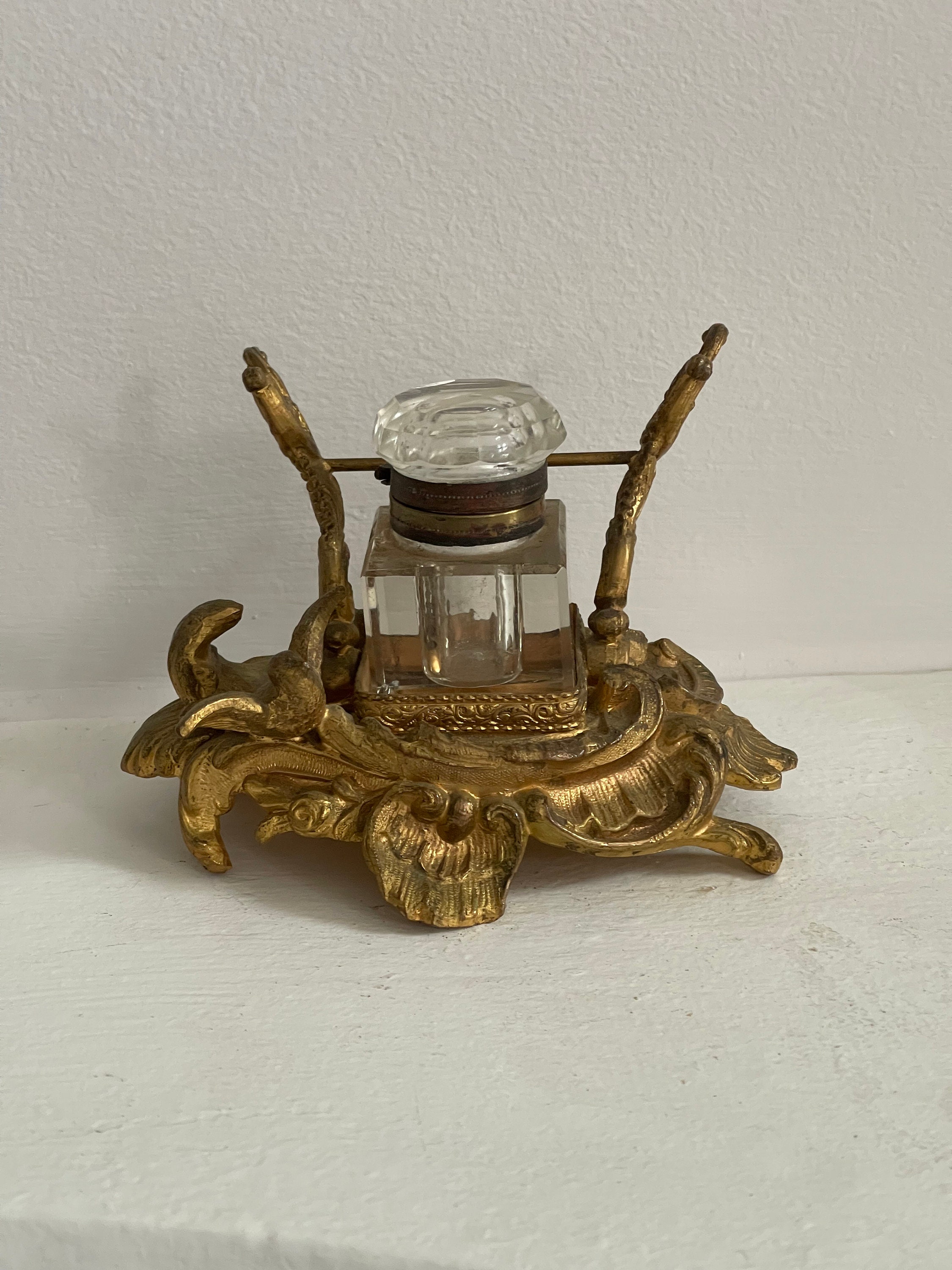 Beautiful Antique Ink Well - Rococo With a Bird - Etsy