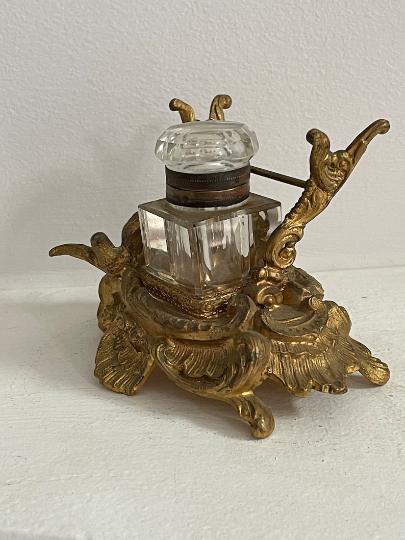 Beautiful Antique Ink Well - Rococo With a Bird - Etsy