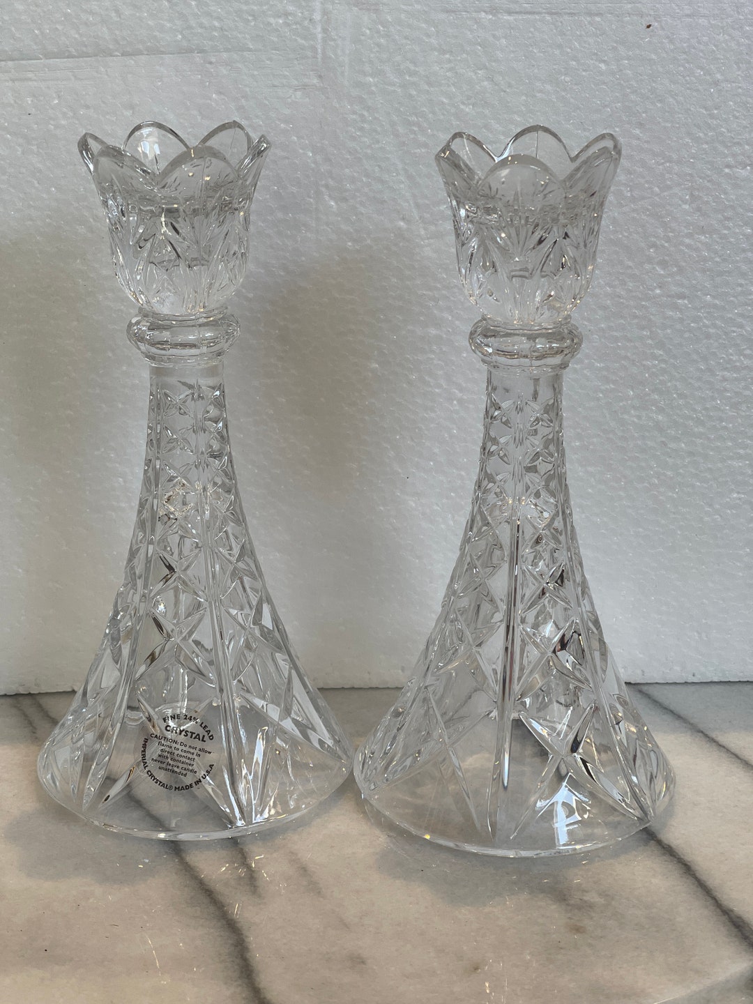 Lead Crystal Candle Holders by Imperial Glass - Etsy