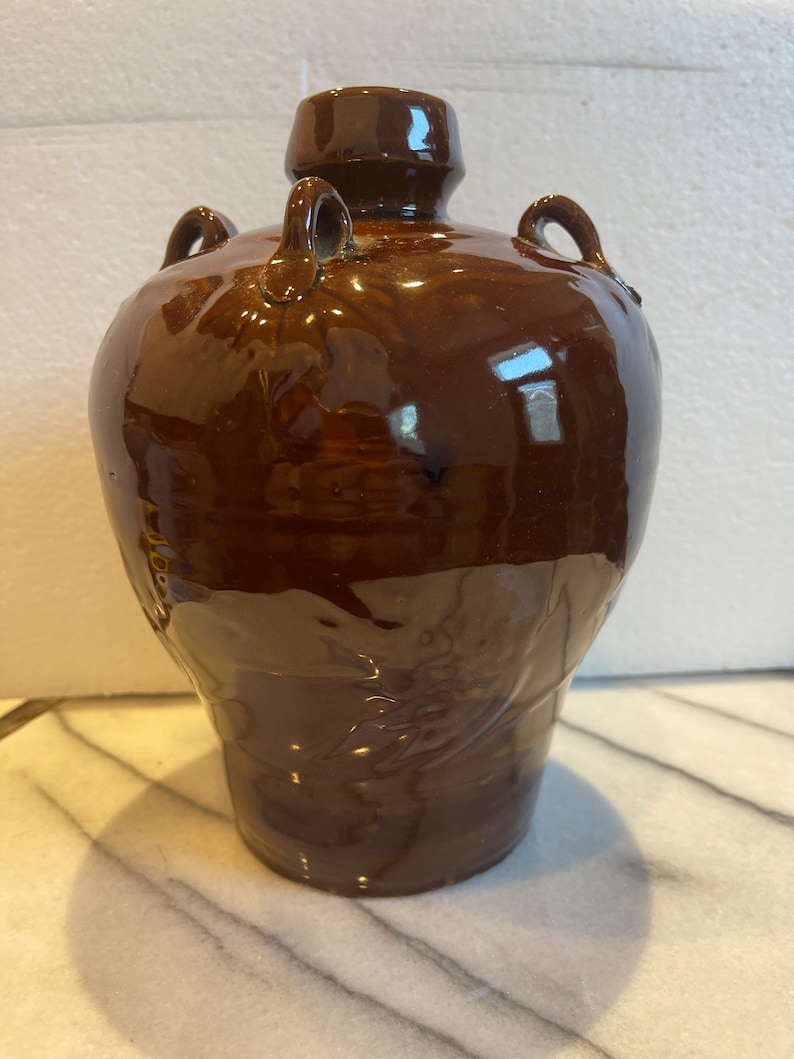 Vintage 8” Brown Pottery Jug Unique - Etsy