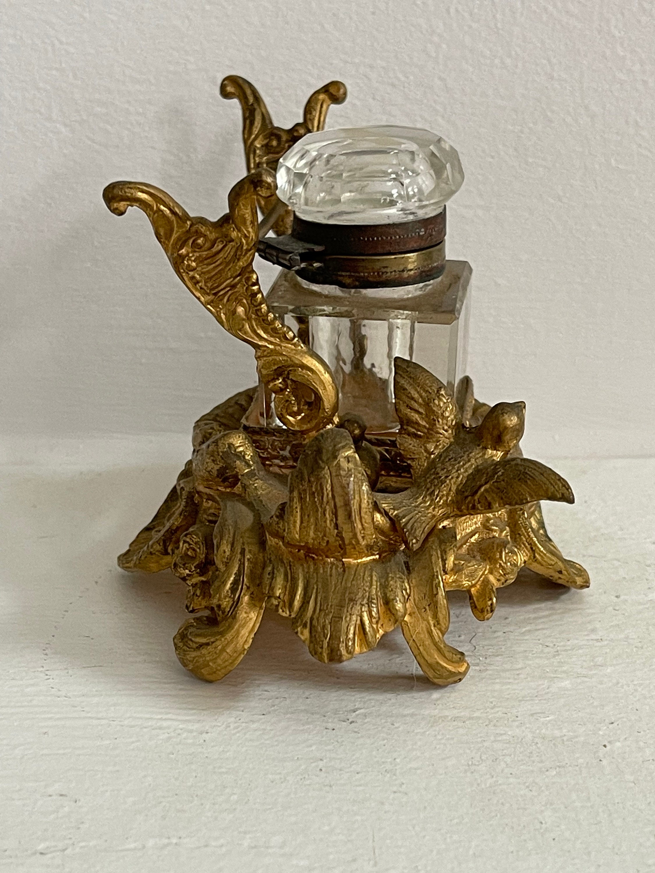 Beautiful Antique Ink Well - Rococo With a Bird - Etsy