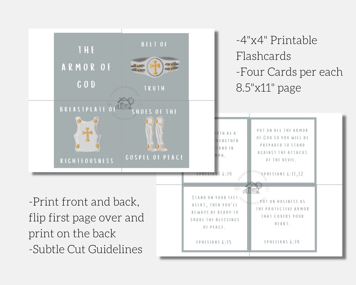 Armor of God Printable Cards - Etsy