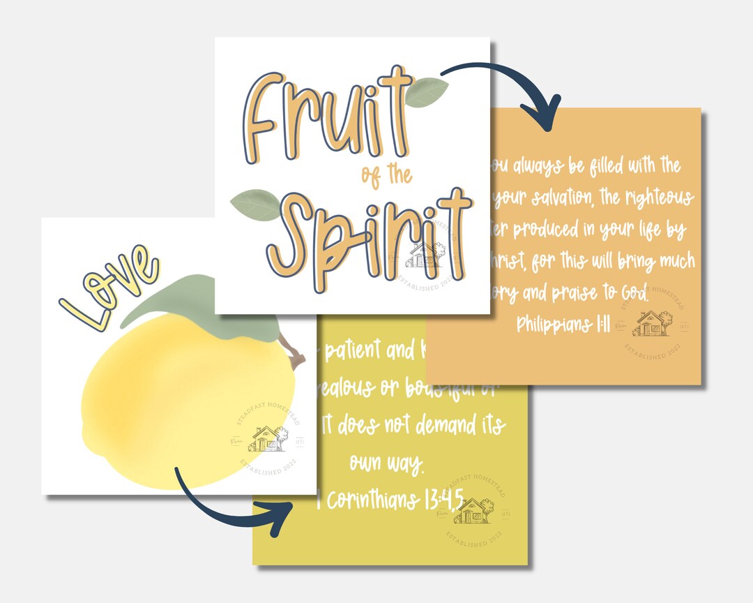 Fruit of the Spirit Printable Cards, Morning Basket Activity - Etsy
