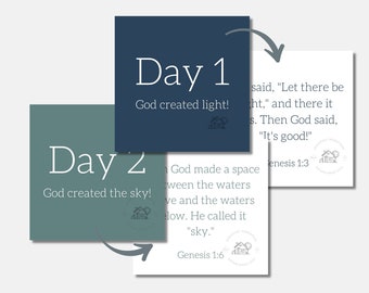 7 Days of Creation Flash Cards, Days of Creation Activity, Days of ...
