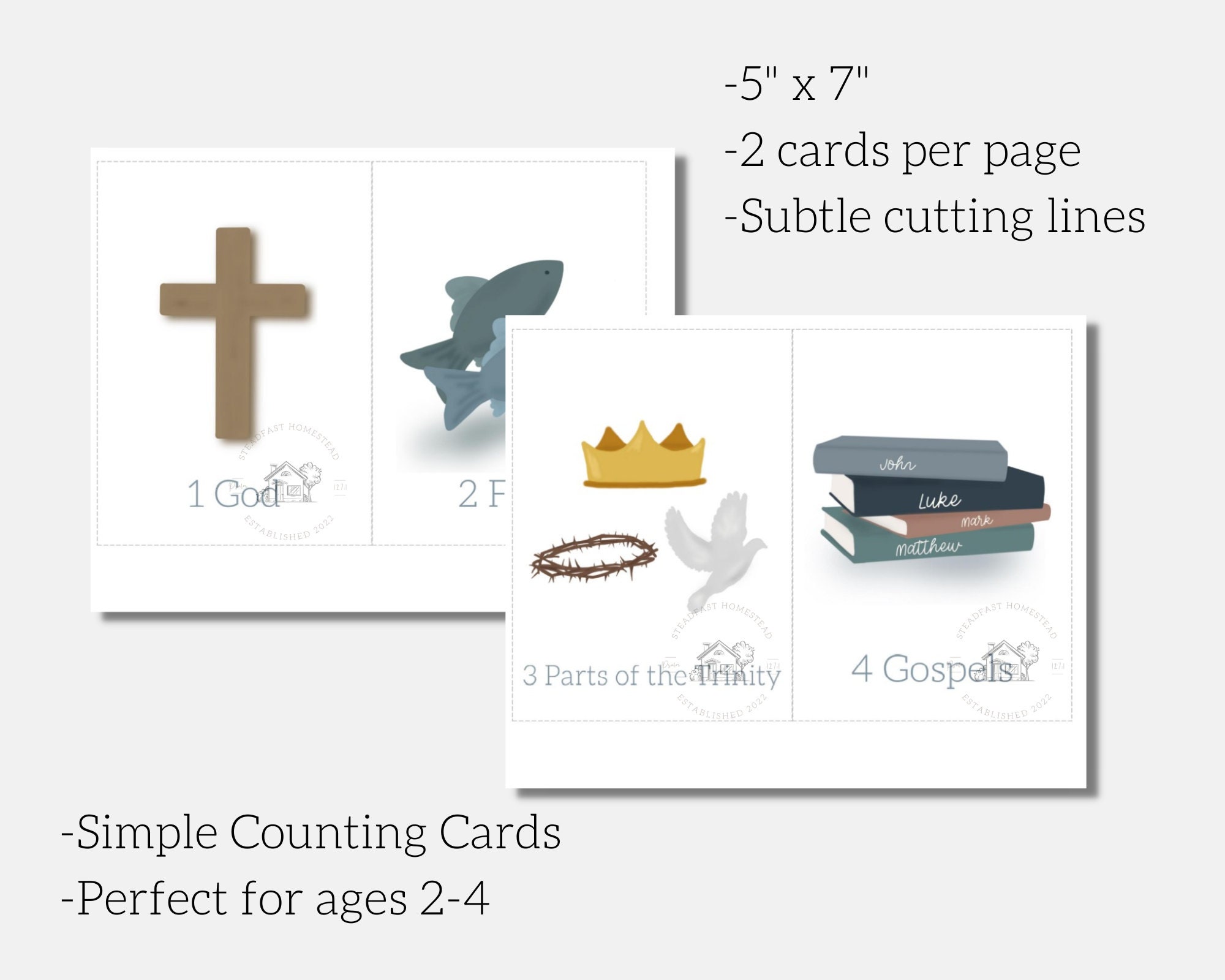 Bible-inspired Counting Cards Printable Morning Basket Activity - Etsy