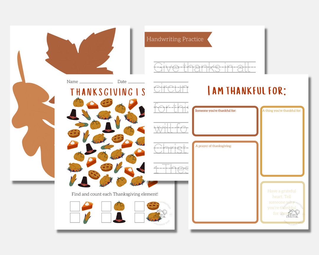 Thanksgiving Activity Worksheet Bundle - Etsy