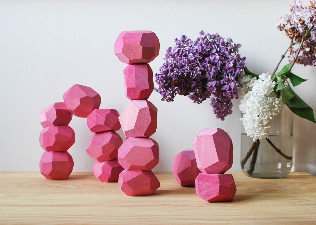 Pastel Pink From Rainbow Collection // Balancing Stones // Wooden Pink ...
