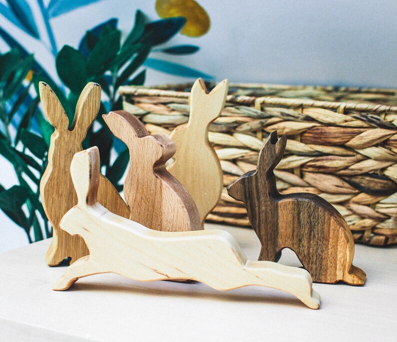 Wooden Rabbit Figurine // Wooden Toy // Easter Decor // Spring - Etsy