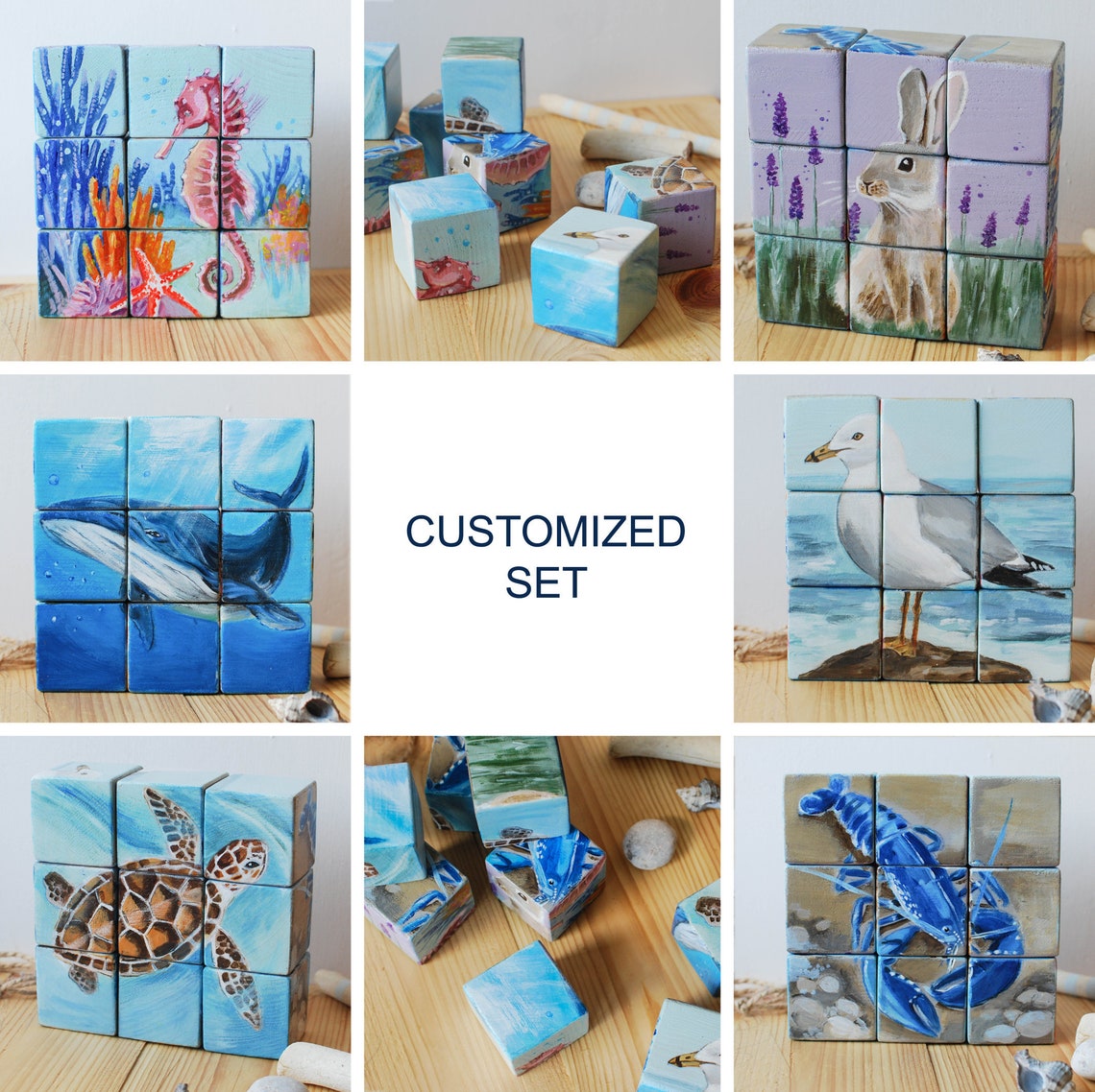 Customized Handmade Painted Cube Toys // Montessori Blocks // | Etsy