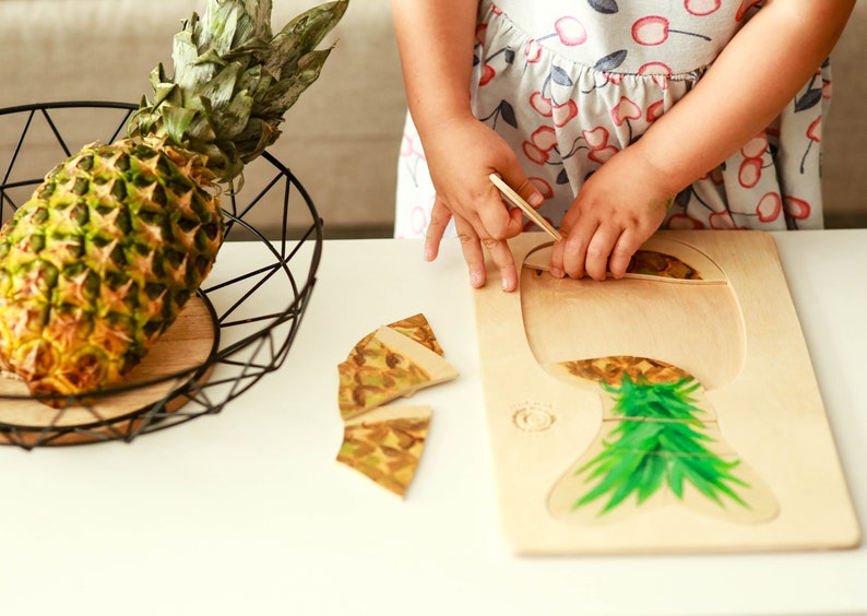 Pineapple Fruit Puzzle // Handmade Wooden Jigsaw // - Etsy