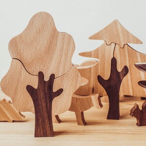 Set of Wooden Trees // Figures to Play // Natural Wood Toy // - Etsy