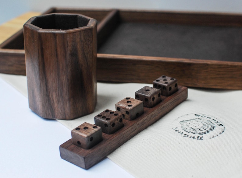 Wooden Yahtzee / Yatzy / Yamb / Kniffel Game Set – Dice Cup, Tray ...