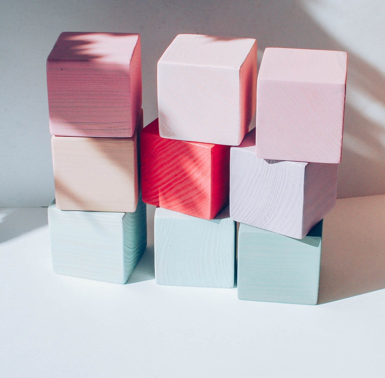 Painted Colourful Pastel Blocks // Wooden Cube Toys // | Etsy