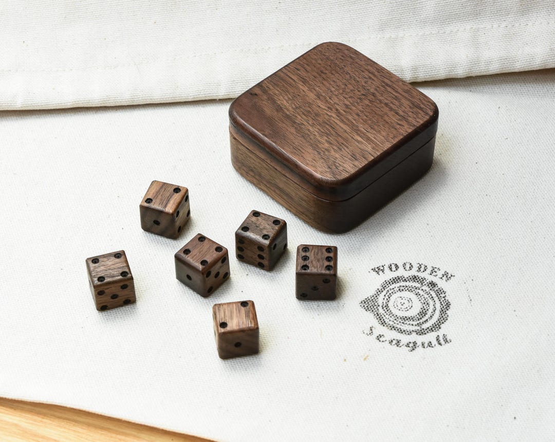 Black Walnut Wood Dice and Box Set - Etsy UK