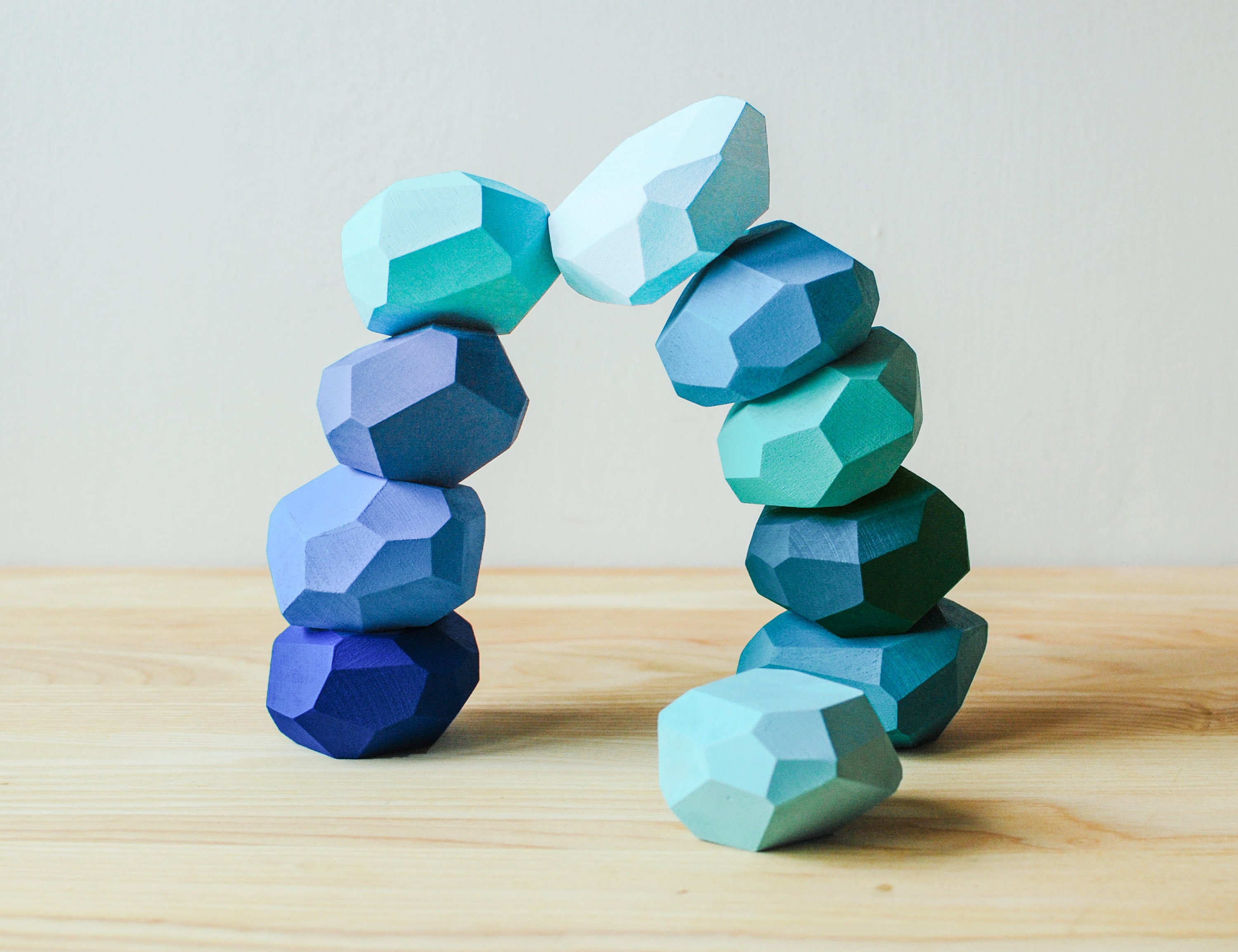 Pastel Teals and Blues Balancing Blocks // Turquoise Coloured - Etsy