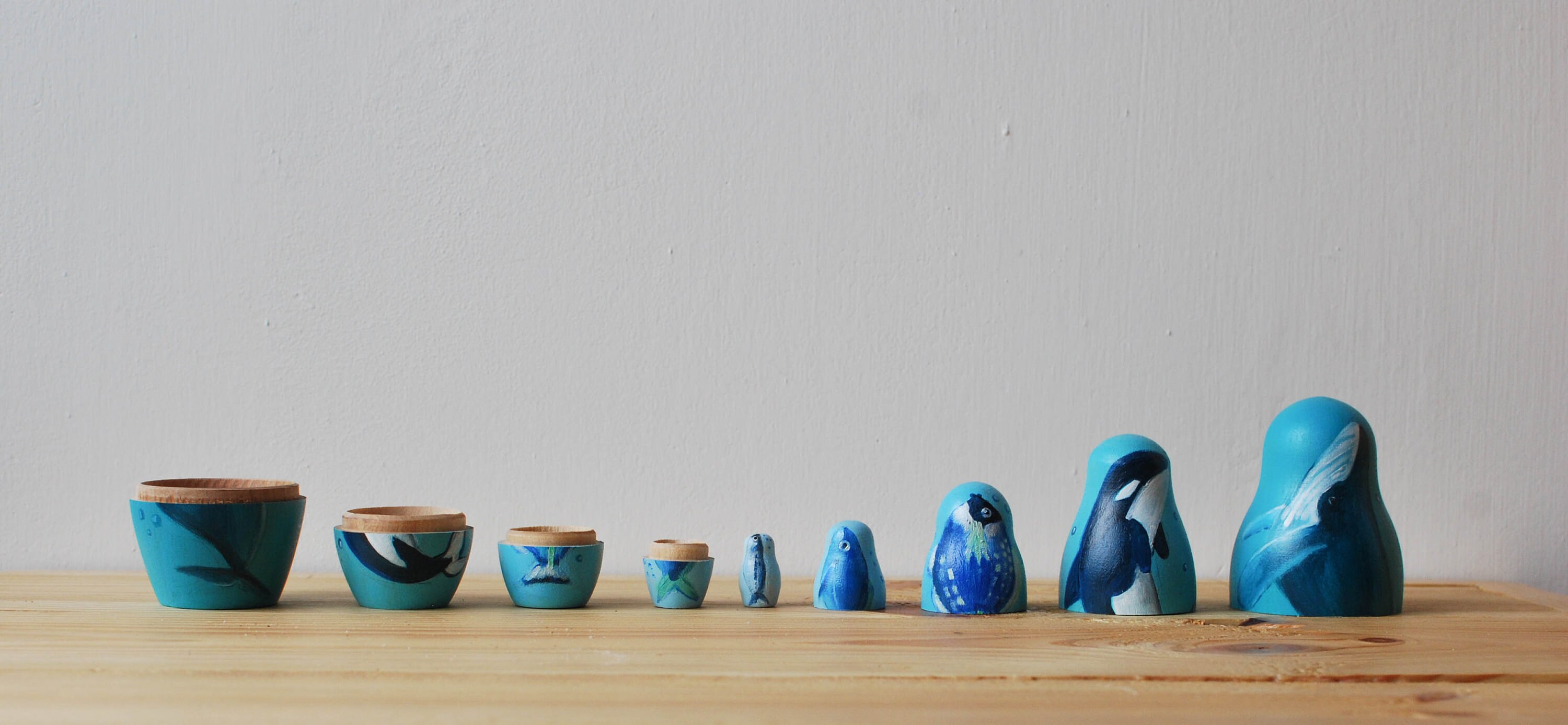 Whale Matryoshka Toy // Hand Painted Ocean Turquoise Nesting | Etsy