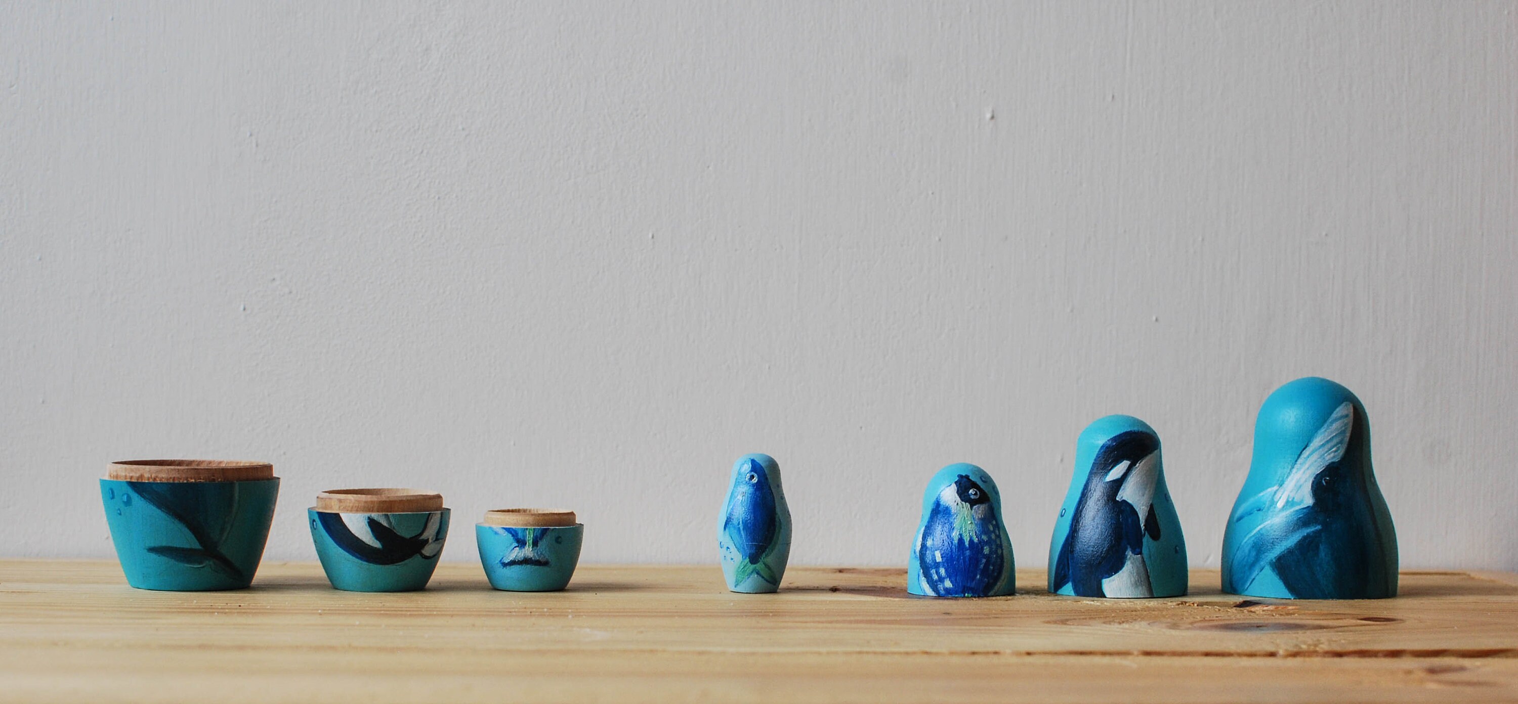 Whale Matryoshka Toy // Hand Painted Ocean Turquoise Nesting | Etsy