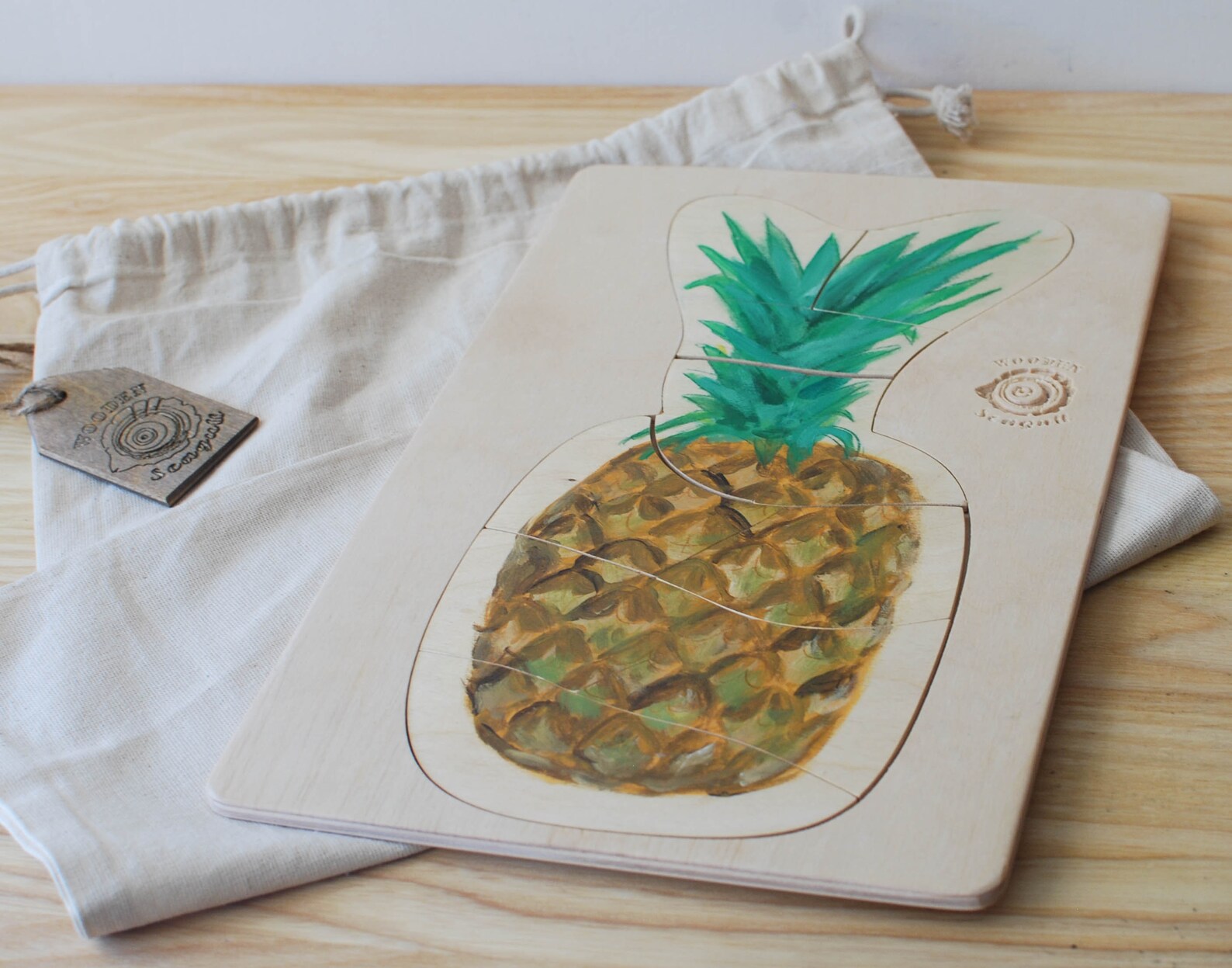 Pineapple Fruit Puzzle // Handmade Wooden Jigsaw // - Etsy