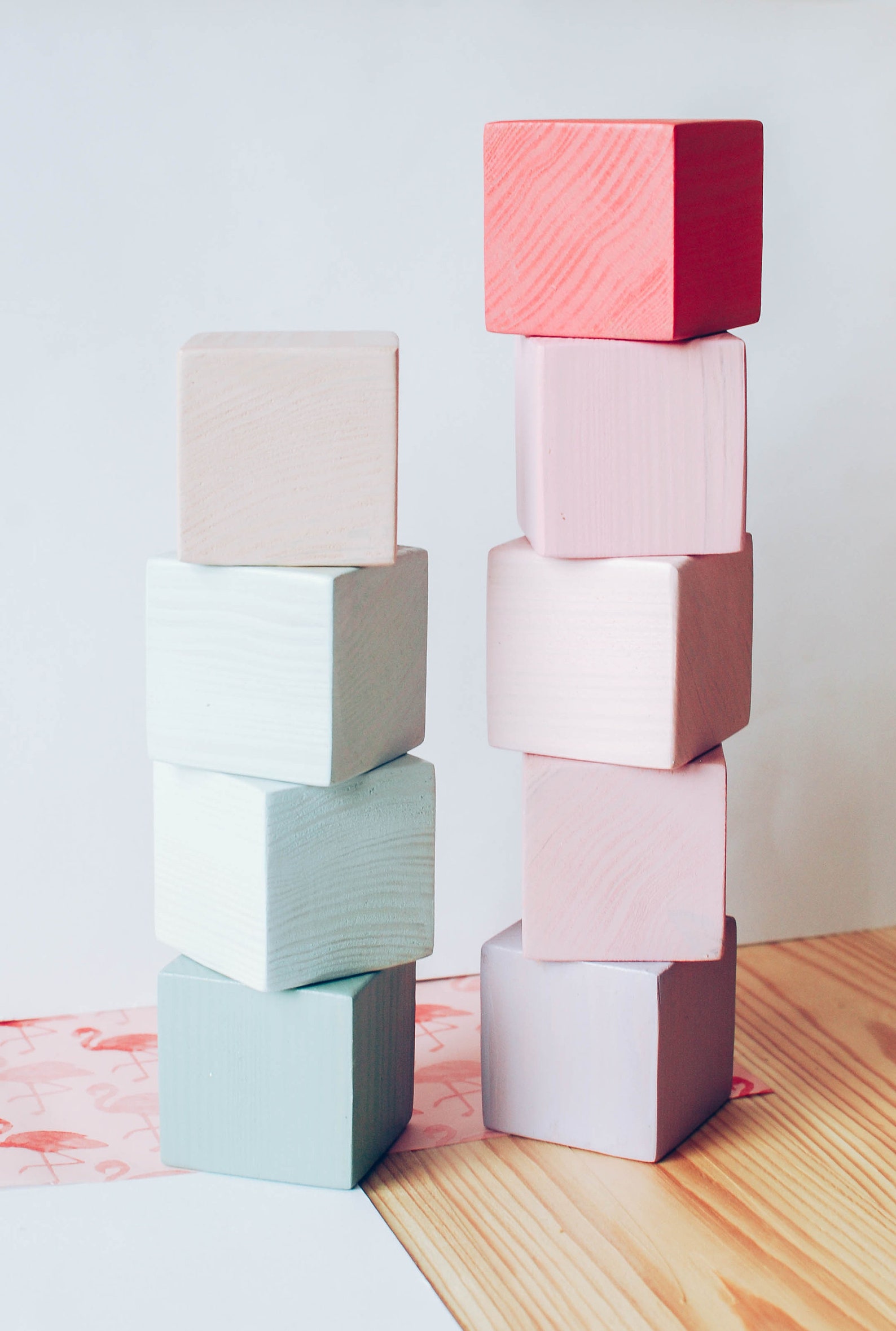 Painted Colourful Pastel Blocks // Wooden Cube Toys // | Etsy