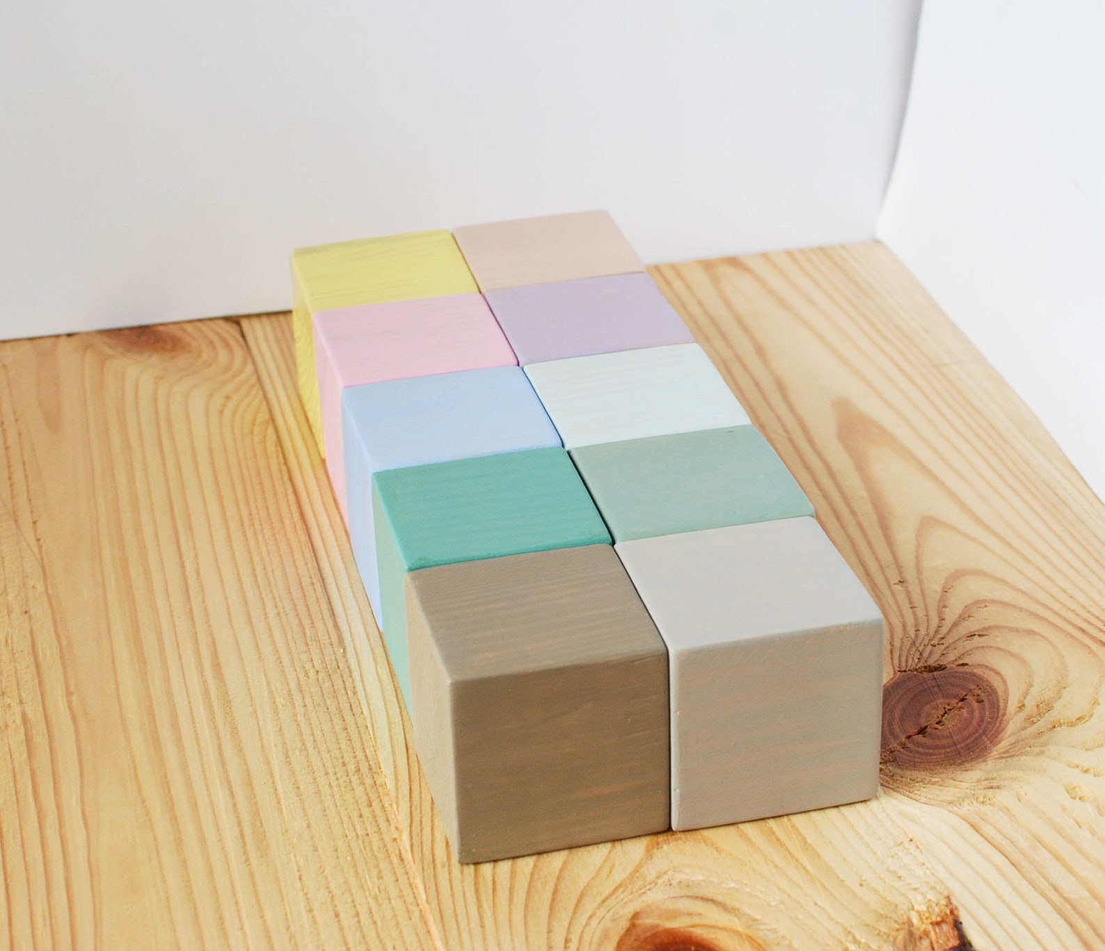 Painted Colourful Pastel Blocks // Wooden Cube Toys // | Etsy