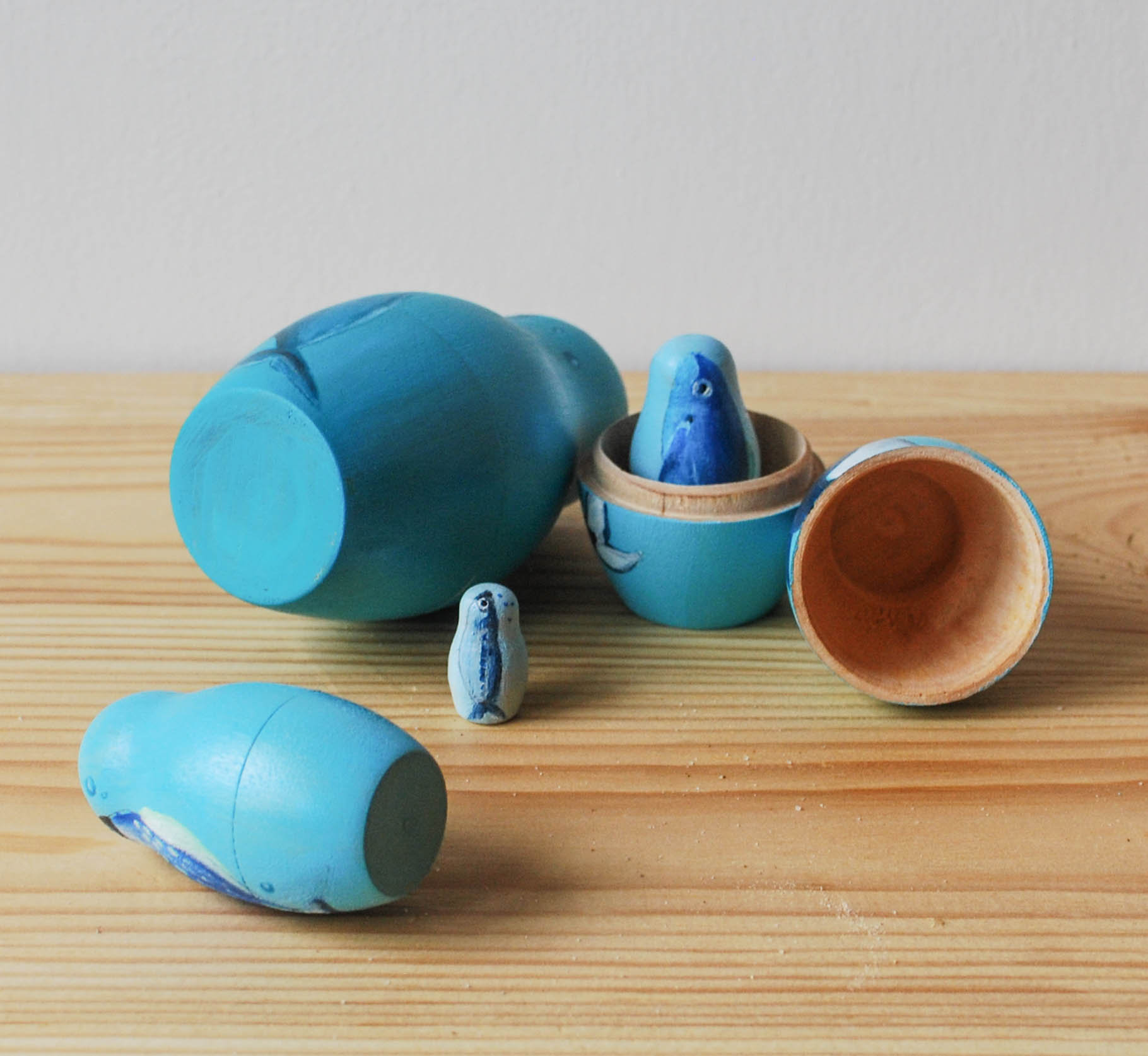 Whale Matryoshka Toy // Hand Painted Ocean Turquoise Nesting | Etsy