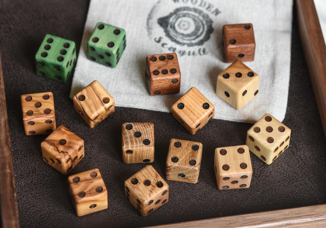 Handmade Olive and Light Wood Dice Set, Customizable D6, Unique Game ...