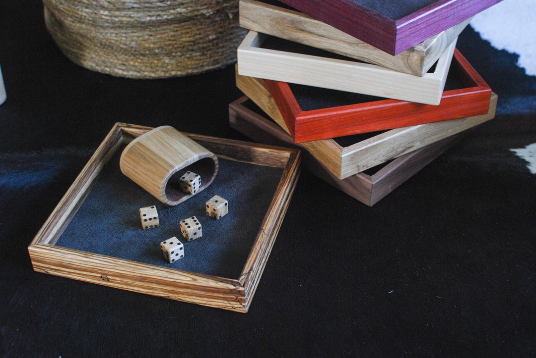 Wooden Dice Tray With Leather // Classic Square Tray to Roll the Dice ...