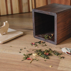 Loose Leaf Tea Container / Handmade Wooden Kitchen Box With Cat Decor ...
