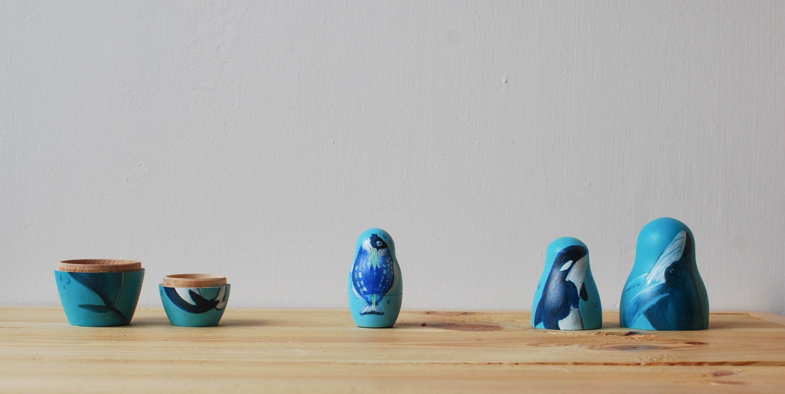 Whale Matryoshka Toy // Hand Painted Ocean Turquoise Nesting | Etsy