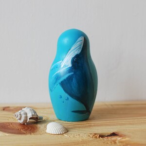 Whale Matryoshka Toy // Hand Painted Ocean Turquoise Nesting Toy for ...