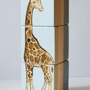 Painted Giraffe Puzzle Blocks // Wooden Montessori Cube Toys - Etsy
