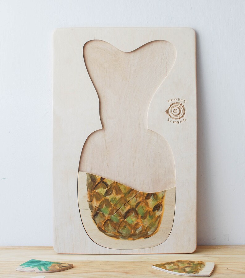 Pineapple Fruit Puzzle // Handmade Wooden Jigsaw // - Etsy