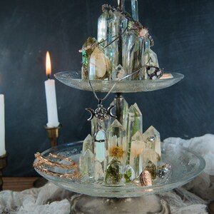 Two Tier Crystal Jewelry Stand Antique Crystal Tier Vanity Tray Crystal ...