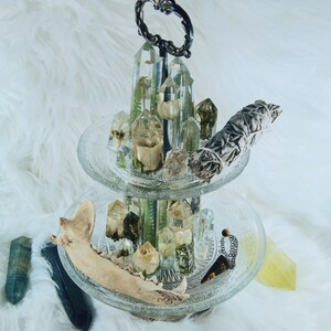 Two Tier Crystal Jewelry Stand Antique Crystal Tier Vanity Tray Crystal ...