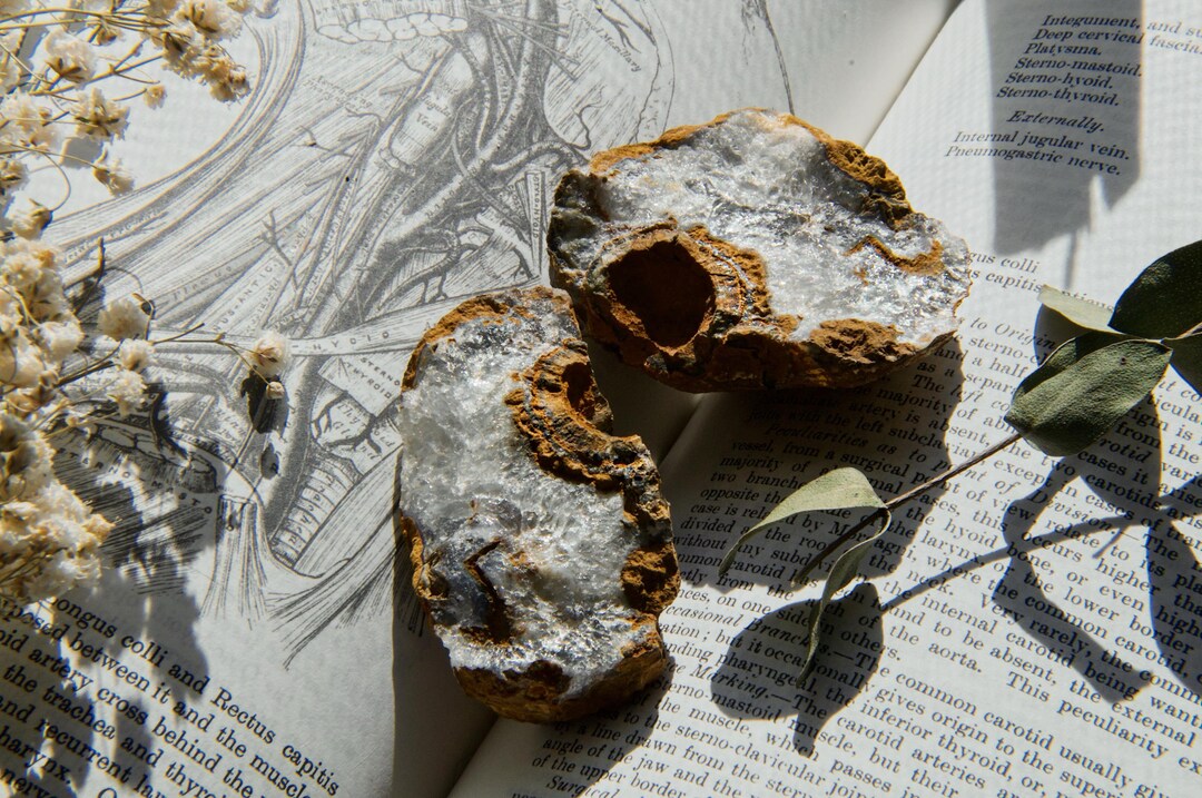 Split Clear Quartz Geode Nodule | Chevron Quartz Crystal | Raw Clear ...