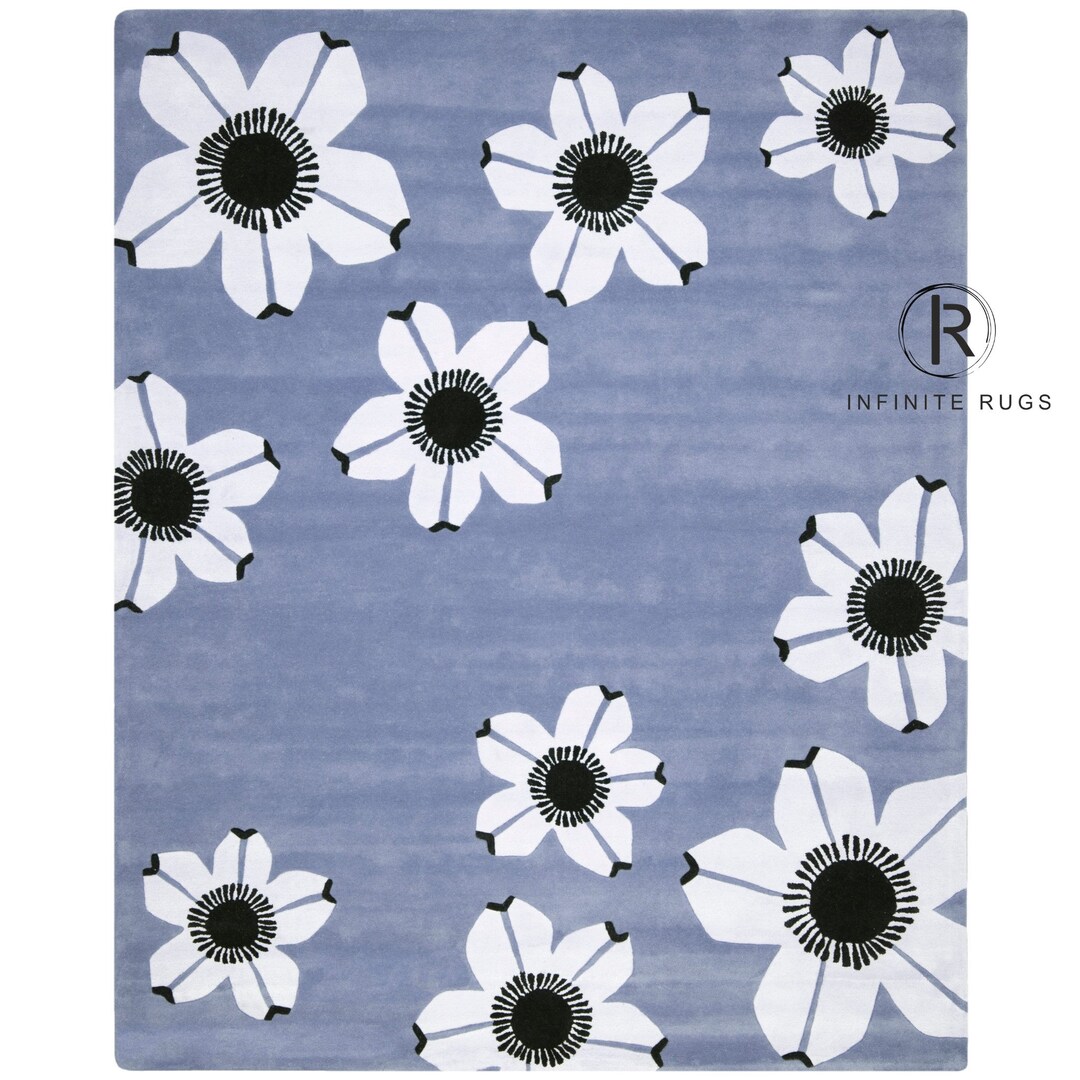 Modern Blue Hand Tufted Rug 100% Woolen Area Rug for Hall Kitchen ...