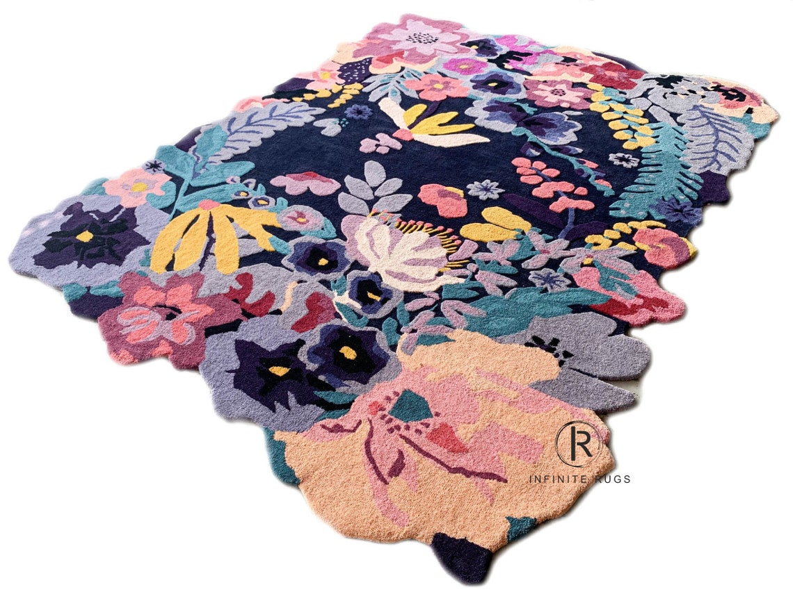 New Authentic Floral Area Rug 100% Woolen Carpet With High Low - Etsy