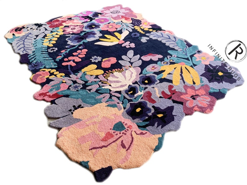 New Authentic Floral Area Rug 100% Woolen Carpet With High Low - Etsy