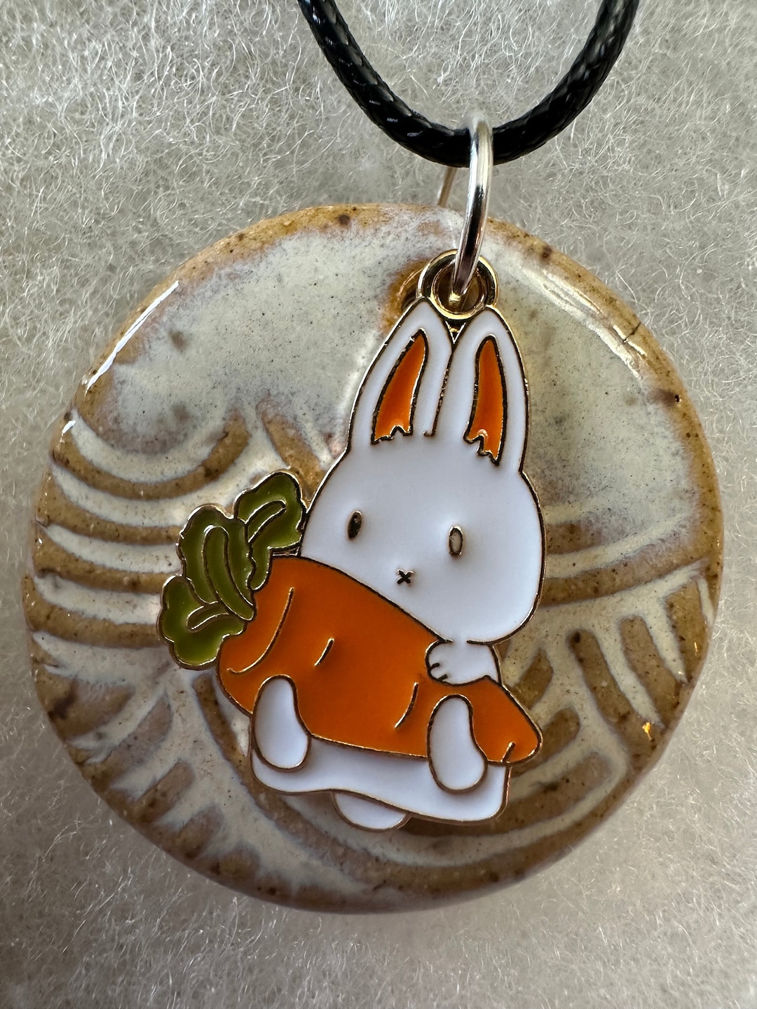 Handmade Ceramic Bunny Charm Necklace One-of-a-kind. - Etsy