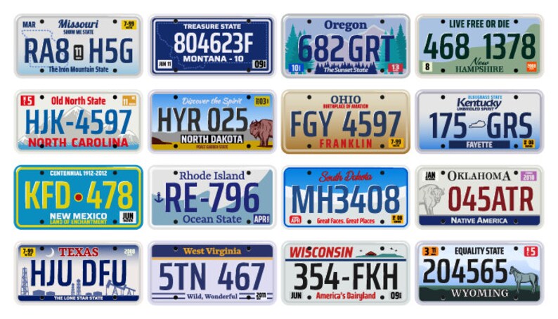 16 Vector LICENSE PLATES Ai, Eps, Png, Svg. Instant Download. Editable ...