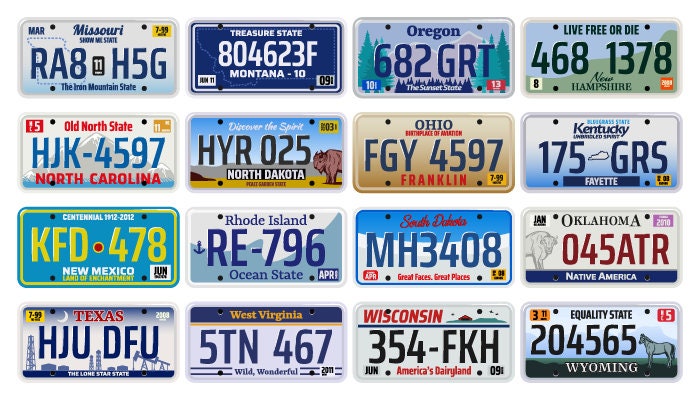 16 Vector LICENSE PLATES Ai, Eps, Png, Svg. Instant Download. Editable ...