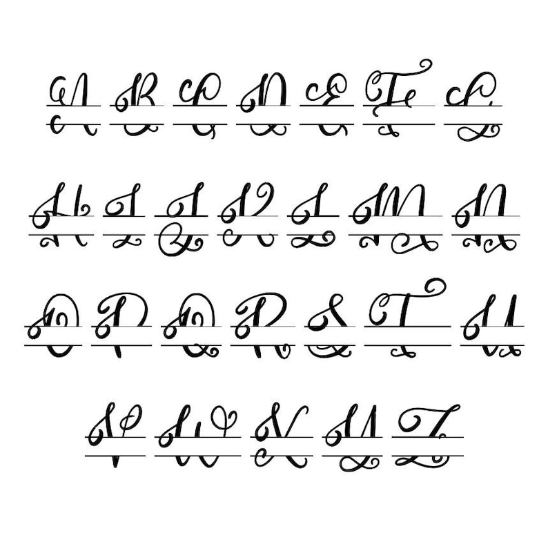 Split Monogram Alphabet SVG, AI, EPS, Png, Split Monogram Frame ...
