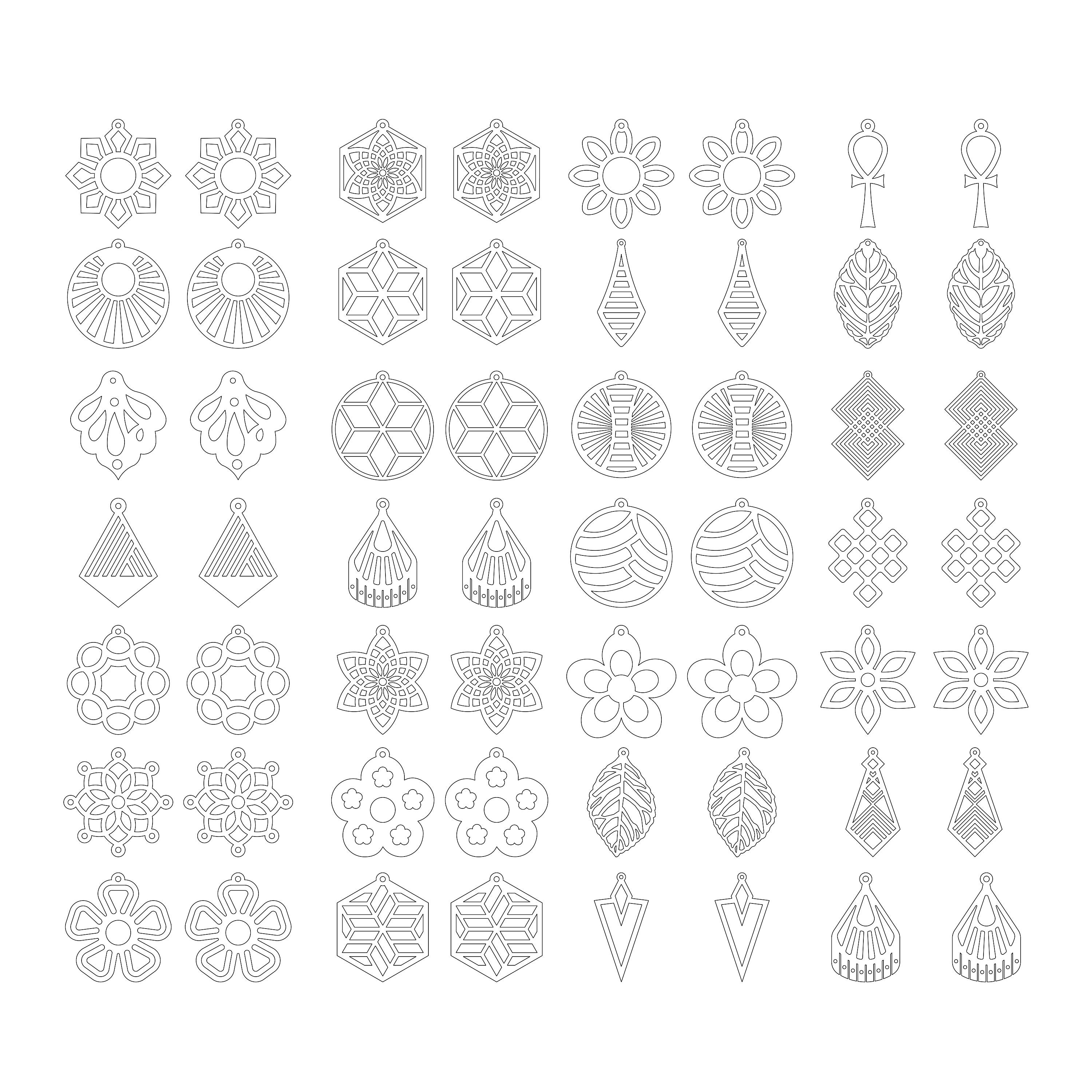 EARRINGS SVG Bundle, Earring Cut Patterns, Earring SVG Bundle, Earring ...